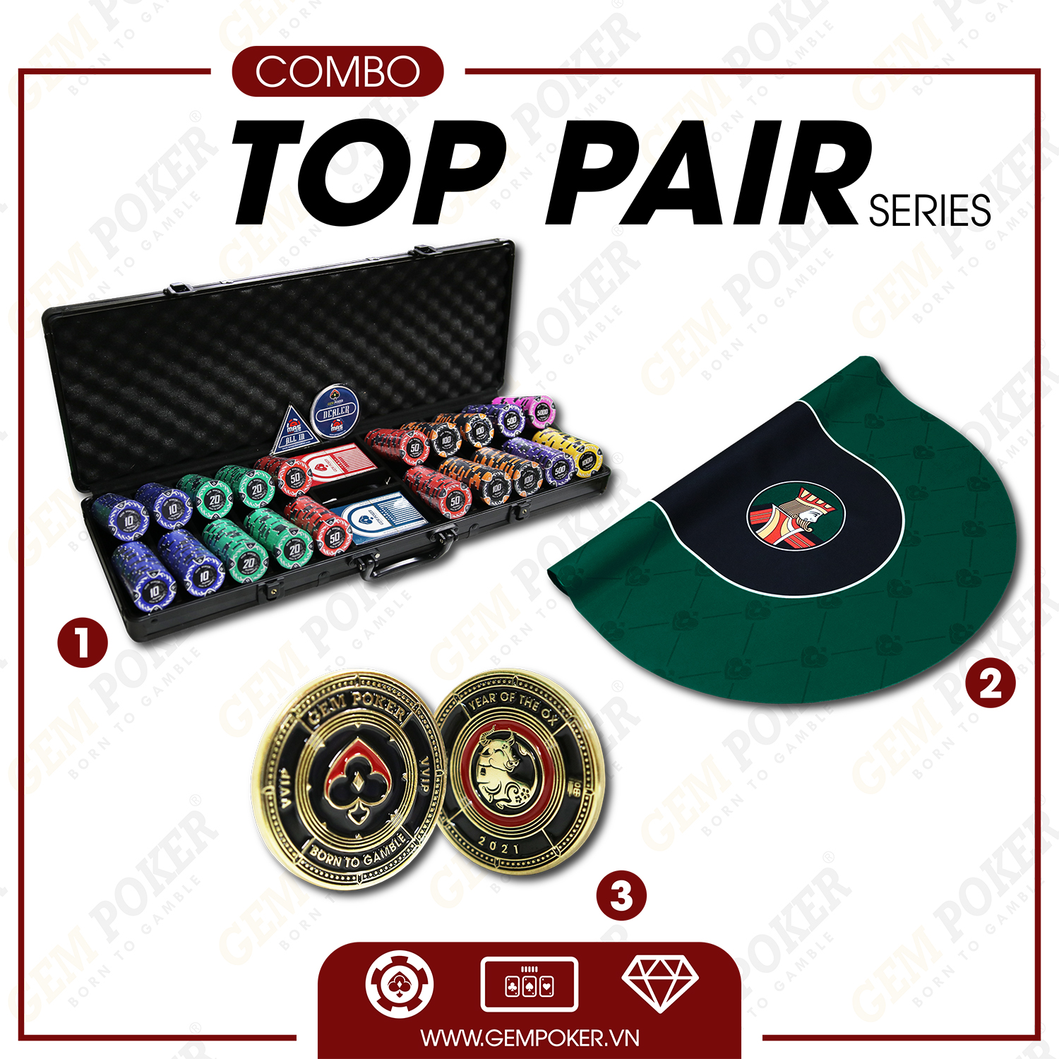 GEM COMBO® - GEMPOKER.VN | Phỉnh Chip Poker, Bàn Poker, Bài Nhựa, Phụ ...